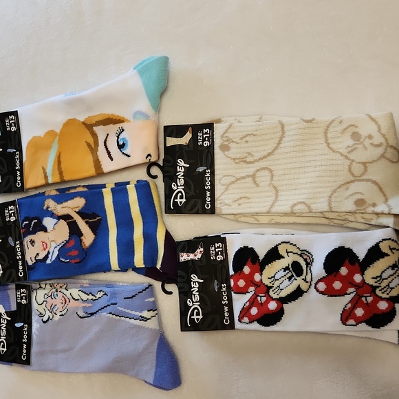Disney | Accessories | Disney Crew Socks Elsa Snow White Cinderella ...
